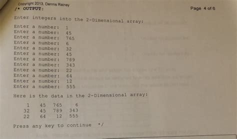 solved hw 2c two dimensional array rite a program that