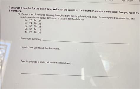 Solved Erase Construct A Boxplot For The Given Data Write