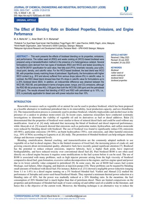 Pdf The Effect Of Blending Ratio On Biodiesel Properties Emissions