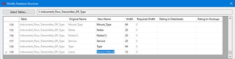 Instrument Manager Modify Database Structure