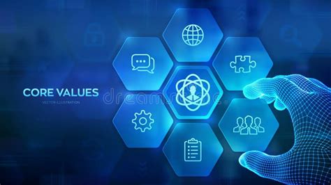 Core Values Infographic Responsibility Ethics Goals Company Business Concept On Virtual Screen