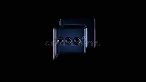 3d Rendering Glass Symbol Of Two Rounded Chat Bubbles Isolated On Black With Reflection Stock