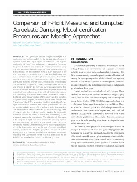 Pdf Comparison Of In Flight Measured And Computed Aeroelastic Damping Modal Identification