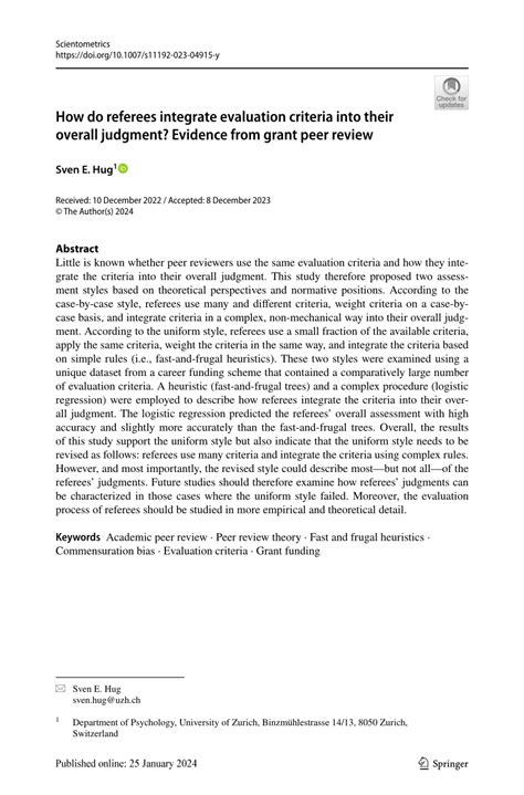 Pdf How Do Referees Integrate Evaluation Criteria Into Their Overall