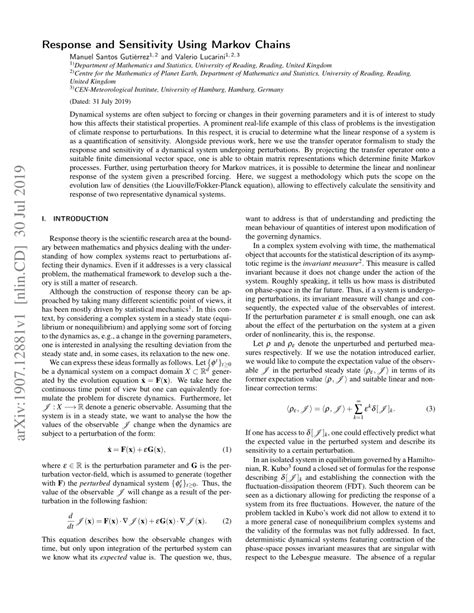 Pdf Response And Sensitivity Using Markov Chains