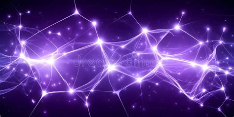 Abstract Digital Network Design With Glowing Lines And Nodes Generative Ai Stock Illustration