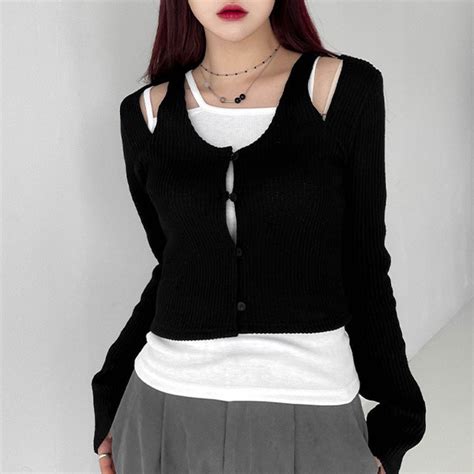 세트 레이어드 샌느 나시and크롭가디건 에이블리