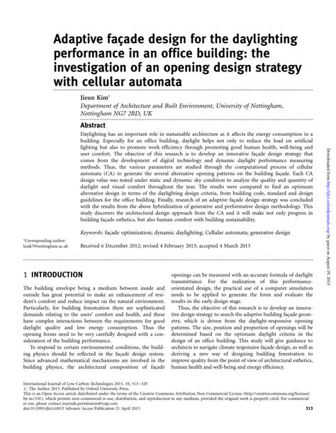 Pdf Adaptive Façade Design For The Daylighting Performance In An Office Building The
