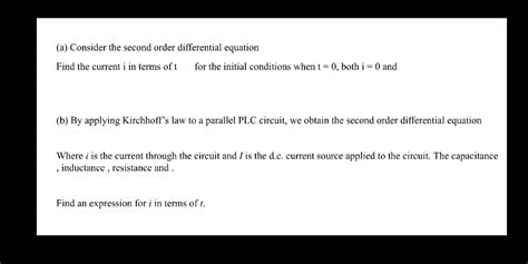 A Consider The Second Order Differential Equation Find The