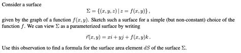 Solved Consider A Surface X Y Z F X Y Chegg