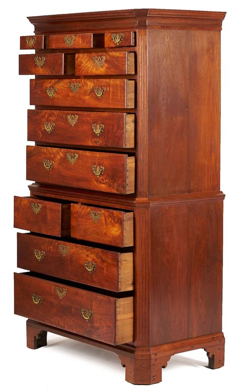Lot 193 Southern Coastal Chippendale Walnut Chest On Chest Case Auctions