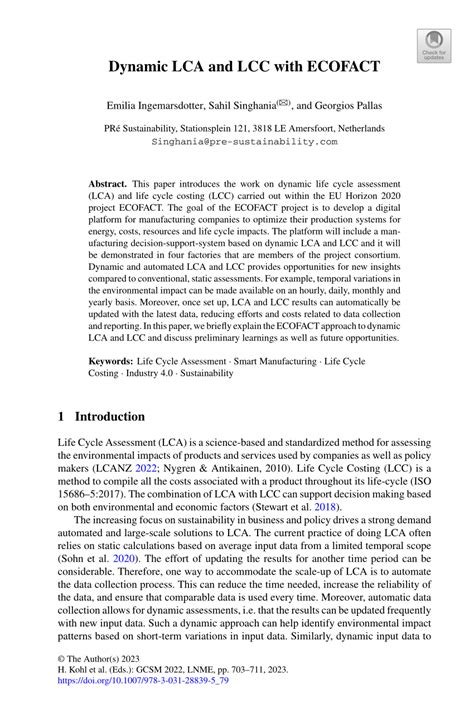Pdf Dynamic Lca And Lcc With Ecofact