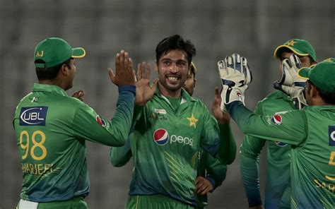 Mohammad Amir Is Congratulated After Knocking Over Muhammad Kaleems
