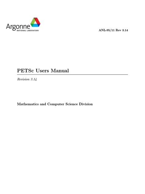 Petsc Users Manual Mathematics And Computer Science Division Pdf