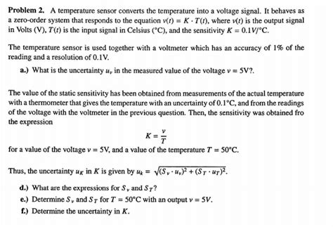 A Temperature Sensor Converts The Temperature Into A Chegg Com