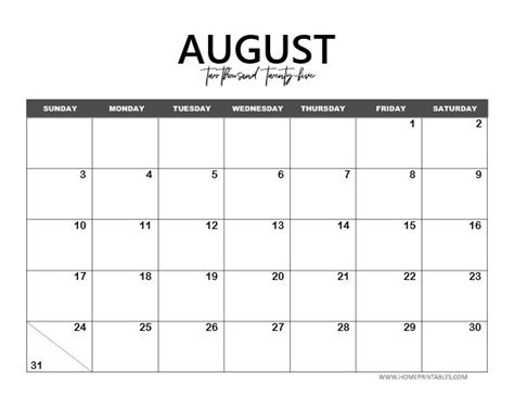 Blank Editable August 2025 Calendar 2025 Blank Calendar Download
