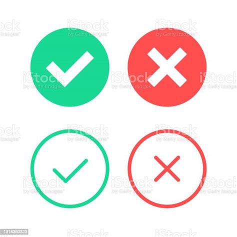 Check Mark Icons Green Tick And Red Cross Round Checkmarks Icons True And False Correct Right