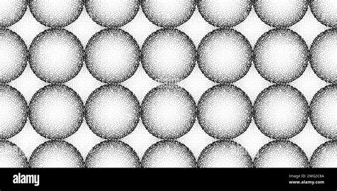 Dotwork Circles Seamless Pattern Background Black Noise Stipple Dots Texture Dotted Vector