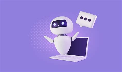 3d Bot With Speech Bubble Floating Above The Laptop Stock Illustration