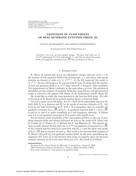 Pdf Exponents Of Class Groups Of Real Quadratic Function Fields Ii