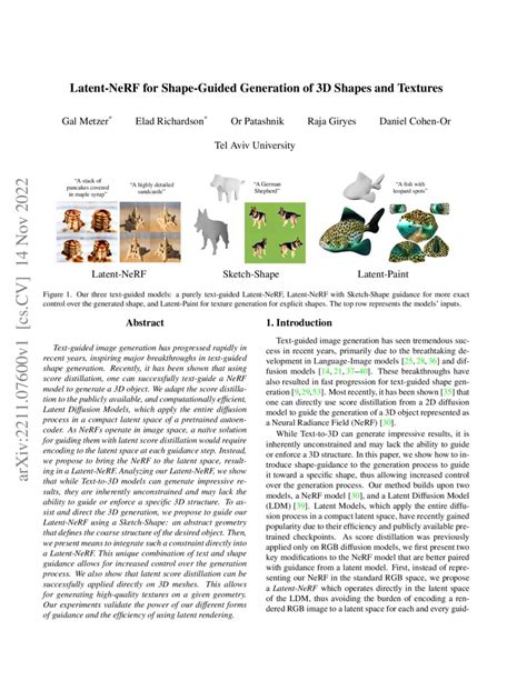 Latent NeRF For Shape Guided Generation Of 3D Shapes And Textures DeepAI