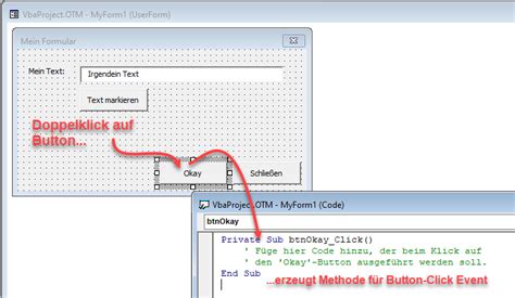 Vba Code Bei Klick Auf Button Ausführen Button Click Event Ekiwi