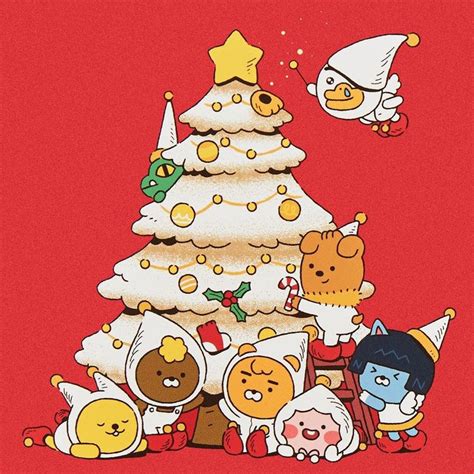 Chrismas에 있는 Scr 님의 핀 비즈니스 일러스트레이션 크리스마스 카드 카카오프렌즈