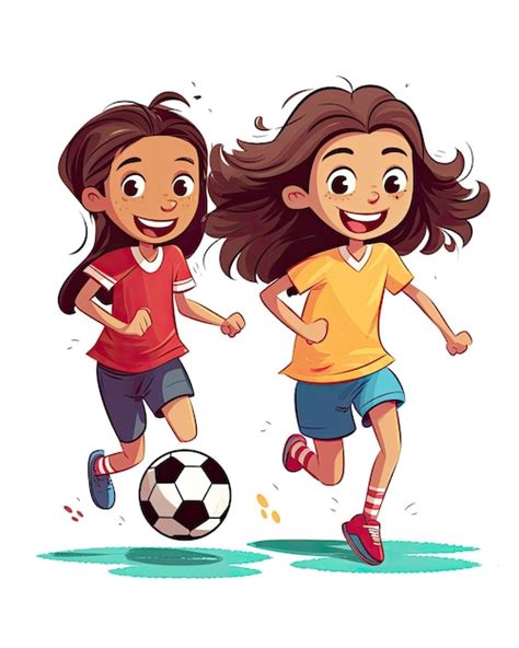 Mujeres Amigables Jugando Fútbol Y Usando Una Camiseta De Fútbol Estilo