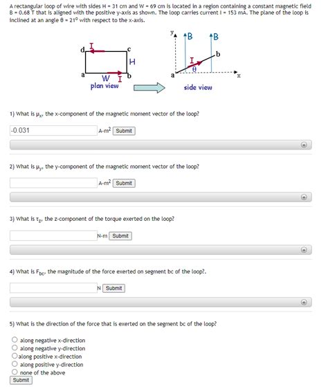Solved A Rectangular Loop Of Wire With Sides H Cm And Chegg Com