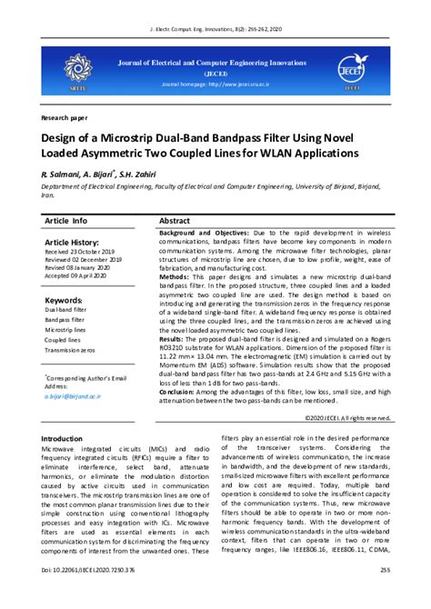 Pdf Design Of A Microstrip Dual Band Bandpass Filter Using Novel Loaded Asymmetric Two Coupled