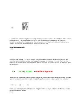 Simplifying Radical Expressions By Math Teachers Rock TpT