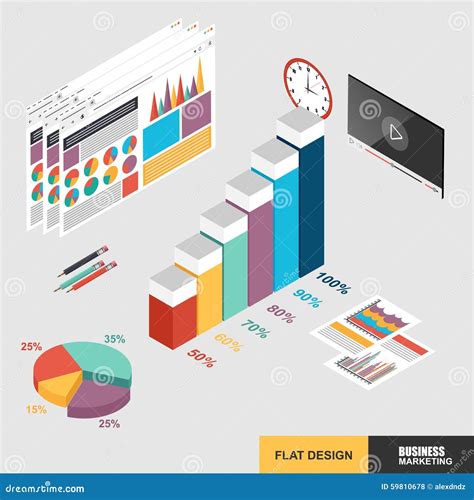 Flat 3d Isometric Design Concept Web Marketing For Data Analysis Stock