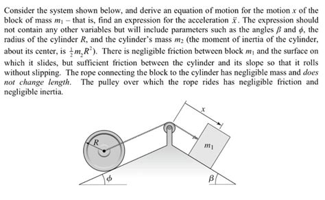Solved Consider The System Shown Below And Derive An Equation Of Motion 1 Answer