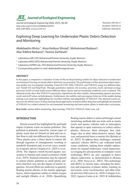 Pdf Exploring Deep Learning For Underwater Plastic Debris Detection And Monitoring