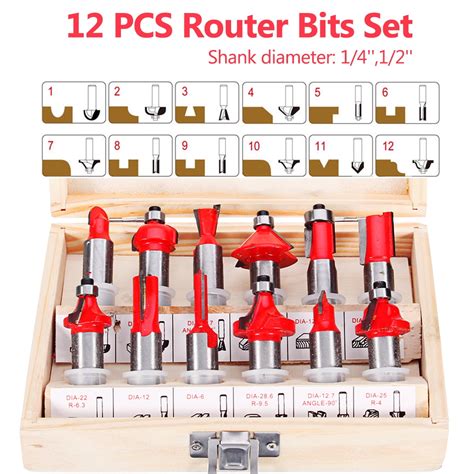 Pcs Set Inch Tungsten Carbide Router Bit Set V Grooving Bit Dovetail Bit Chamfer