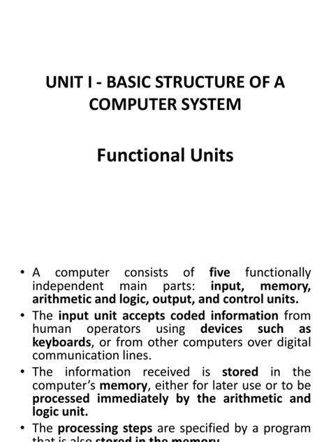 Functional Units Pdf Computer Data Storage Input Output