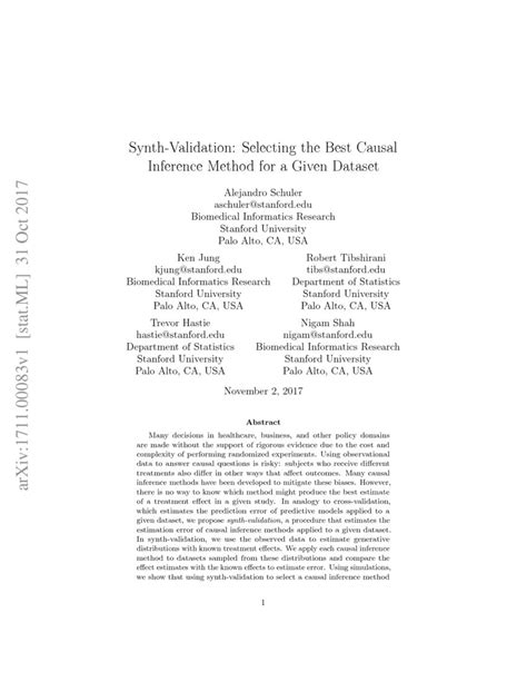 Synth Validation Selecting The Best Causal Inference Method For A