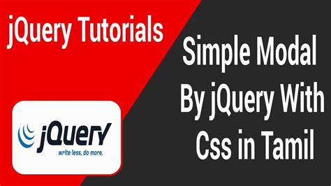 Simple Modal By JQuery With CSS In Tamil YouTube