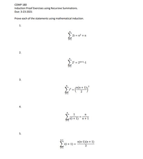 COMP Induction Proof Exercises Using Recursive Chegg