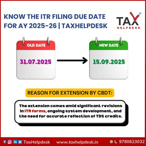 Know The Itr Filing Due Date For Ay 2025 26 Taxhelpdesk