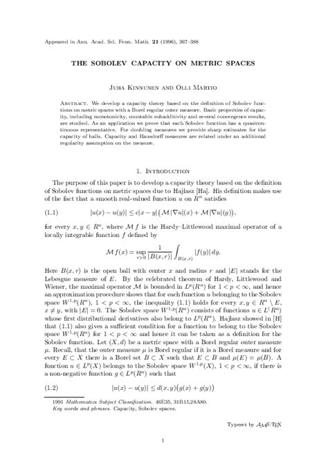 Pdf The Sobolev Capacity On Metric Spaces