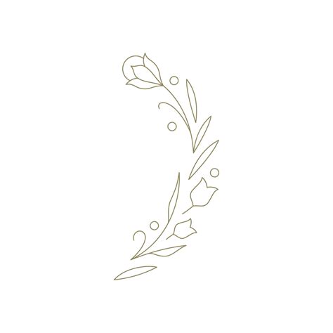 Premium Vector Beauty Wildflower Curved Branch Elegant Monochrome
