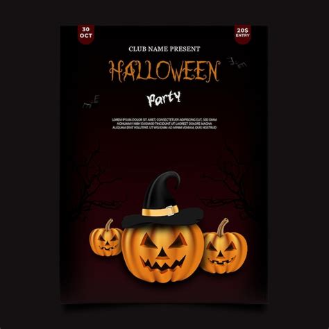 현실적인 할로윈 파티 세로 포스터 프리미엄 벡터