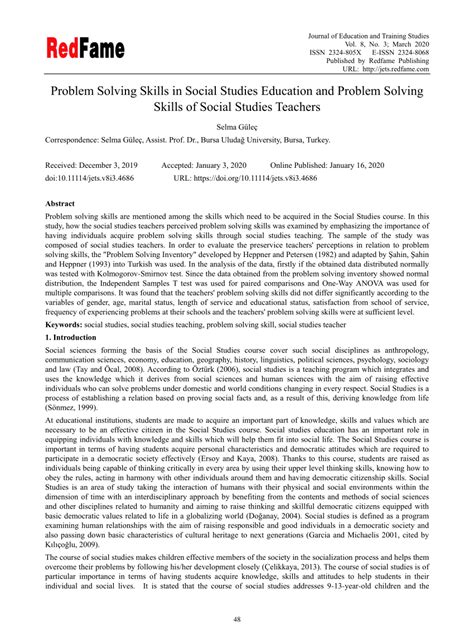 Pdf Problem Solving Skills In Social Studies Education And Problem