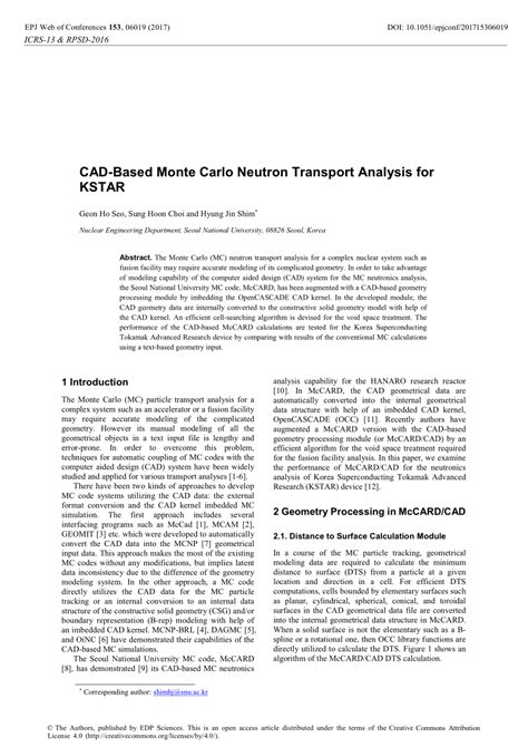 Pdf Cad Based Monte Carlo Neutron Transport Kstar Analysis For Kstar
