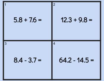 Adding And Subtracting Decimals Task Cards By Kyle Warnke TPT