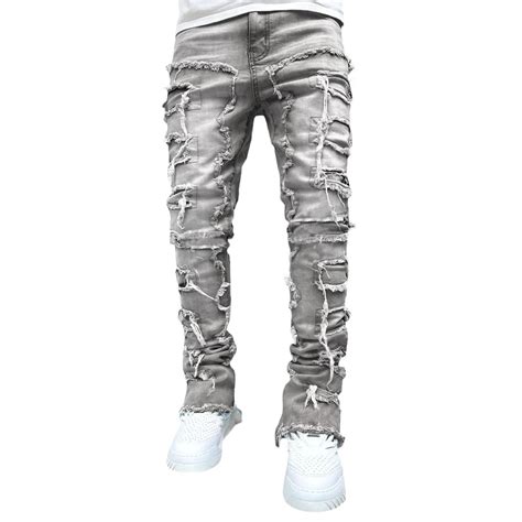 Grey Stacked Jeans For Men Stacked Jeans