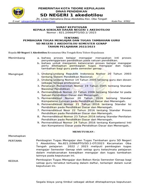 Sk Jam Mengajar 2022 2023 Semester 2 Pdf