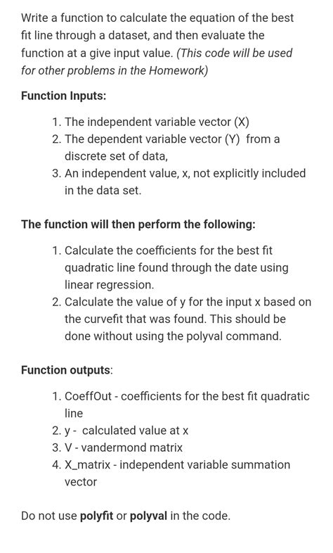 Solved Write A Function To Calculate The Equation Of The