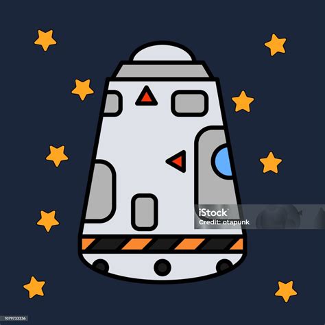 항공 우주 프로그램 방문 구조 캡슐의 평면 색상 벡터 아이콘 요소 라인 만화 스타일 로켓 우주 비행사 모험입니다 우주선 기술 그림입니다 공간 조사입니다 갤럭시입니다 클립